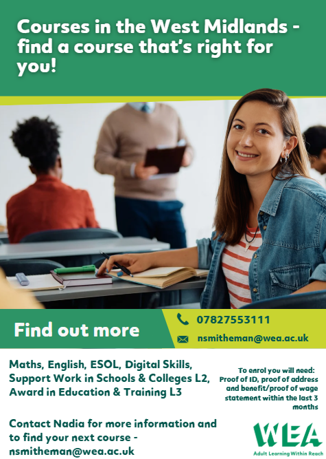 ONLINE COURSES with WEA - Birmingham ESOL Hub